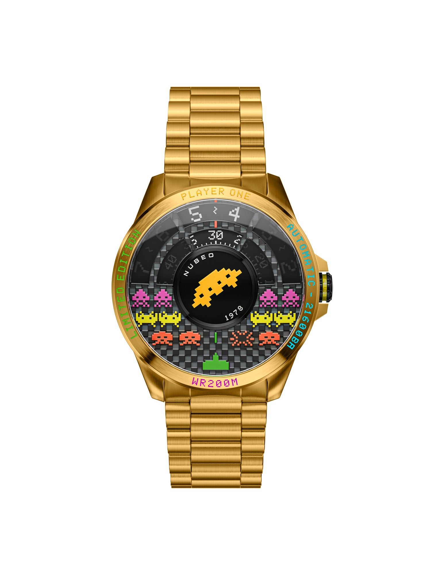 Quasar Automatic Space Invaders Limited Edition 24 Jewels Men's Watch ...